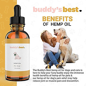 Buddy's Best Hemp Oil Treats for Pets - 100% Cold Pressed Hemp Seed Oil - Omega 3 & 6 for Hip & Joint Health, 2 x 1oz