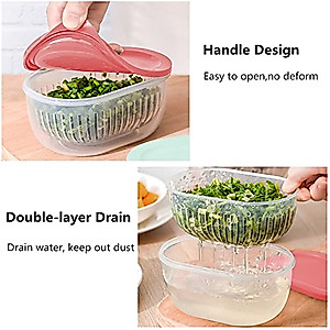 Food Storage Container with Colander Layer, Refrigerator Fresh-keeping Container Bowl Multifunctional Vegetable Fruit Liquid Storage Container Sealed with Lids Kitchen Essentials, 18 oz (Red)