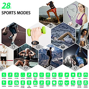 Wwzzey Smart Watch for Men/Women (Answer/Make Call), 1.7 Touch Screen Activity Tracks with Heart Rate Blood Oxygen Sleep Monitor, 28 Sport Modes, AI Voice, Compatible with Android and iOS Phones