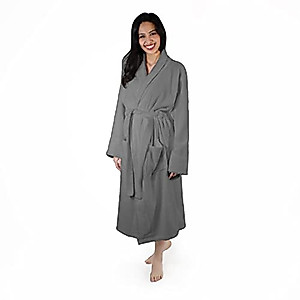 Superior Men's Traditional Premium Turkish Cotton Lightweight Long Bathrobe with Pockets- Large-X Large, Grey