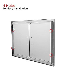 ROVSUN Outdoor Kitchen Access Door, 30.5" W x 21" H Double BBQ Door, 304 Stainless Steel for Outside Kitchen Commercial Grilling Station Barbeque Grill Oven Island Outside Storage Cabinet