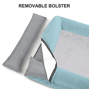 Yiruka Large Dog Bed - Mint Green Orthopedic, Waterproof with Removable Cover, 4-Sided Bolster, Washable