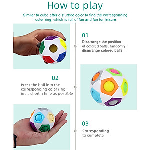 Roxenda Speed Cube Set, Speed Cube Bundle of 2x2 3x3 Megaminx Pyramid Cube and Magic Rainbow Ball Smoothly Magic Cubes Collection for Kids & Adults [5 Pack] (Stickerless)