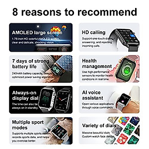 gigididi Smart Watch for Women 1.79 Inch，Blood Pressure Smart Watch with Multiple Function Pedometer/Heart Rate/Sleep Monitor/Blood Oxygen for iPhone Android (Gold)