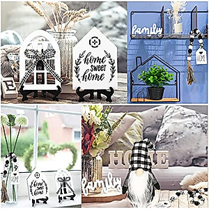 10 Pcs Farmhouse Tiered Tray Decor Farmhouse Kitchen Deocr Gnome Tiered Tray Decor Wood Home Decor with String Lights Mini Rustic Table Ornaments Decor Beaded Garland for Kitchen Shelf (Classic Style)