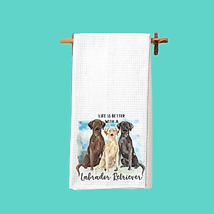 Watercolor Life is Better with a Labrador retriever "Lab" Microfiber Kitchen Tea Bar Towel Gift for Animal Dog Lover