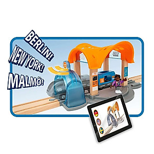 BRIO 33973 Smart Tech Sound Action Tunnel Station | Wooden Toy Train Set for Kids Age 3 and Up