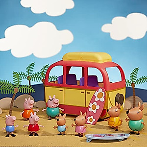 Peppa Pig Peppa Visits Australia Campervan Vehicle Preschool Toy with Rolling Wheels; Includes 8 Figures, 4 Accessories, for Ages 3 and Up (Amazon Exclusive)