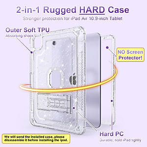 ZoneFoker for iPad Air 5th/4th Generation Case (2022/2020), iPad pro 11 inch Case (4th/3rd/2nd/1st Gen), iPad Air 10.9 case with Pencil Holder/Stand, Hard Sturdy Slim Cover for Girls, Clear Glitter