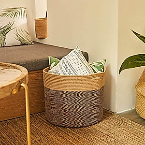 Goodpick Jute Rope Basket with Handles for Toys (Set of 2)