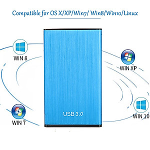USB3.0 High-Speed Mobile Hard Drive,YD0018 2.5inch 80G-2TB Mechanical Mobile Hard Drive,50-130M/S USB3.0 Ultra Slim Portable External Hard Drive,Compatible for OS X/XP/Win7/ Win8/Win10/Linux(1TB)