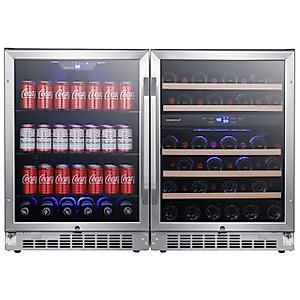 EdgeStar CWBV14246 48 Inch Wide 46 Bottle 142 Can Built-In Side-by-Side Wine and Beverage Center
