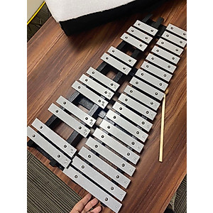 MIRIO 30 Notes Foldable Glockenspiel Xylophone Percussion Set, Glockenspiel Bell Kit With Carry Bag, Mallets for Beginner/Professional, Children Educational Percussion Musical Instrument (Silver)