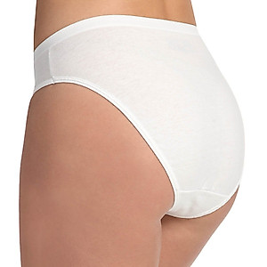 Fruit of the Loom Women's 3 Pack Cotton Hi-Cut Brief Panty, White, 6