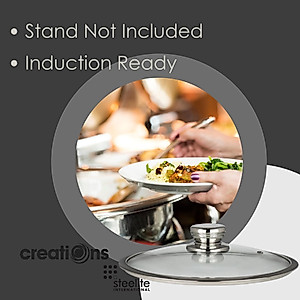 Steelite International 7347MW119 Lid with Stainless Steel Handle, Clear Glass Top, Complimentary to Hot Pot Pan 7347MW120, 6.875" Diameter, 2.25" Height, 12 Pieces