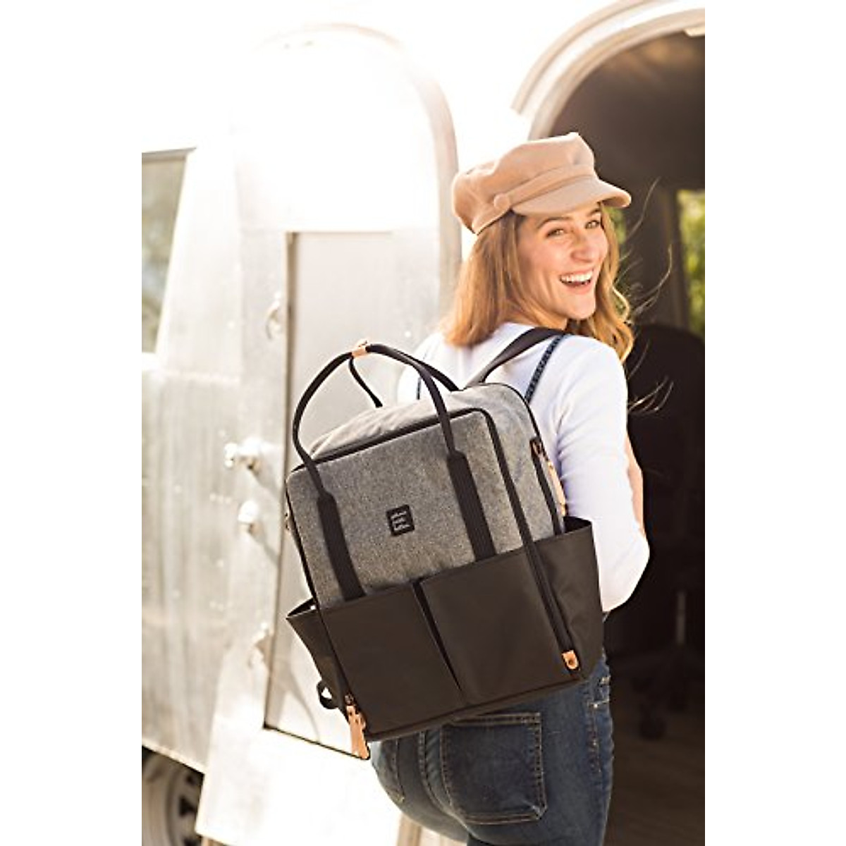 Petunia Pickle Bottom InterMix Backpack | Diaper Bag Backpack| Baby Bottle Bag for Parents | Stylish Baby Bag Organizer| Sophisticated and Spacious Backpack for On the Go Moms | Graphite/Black