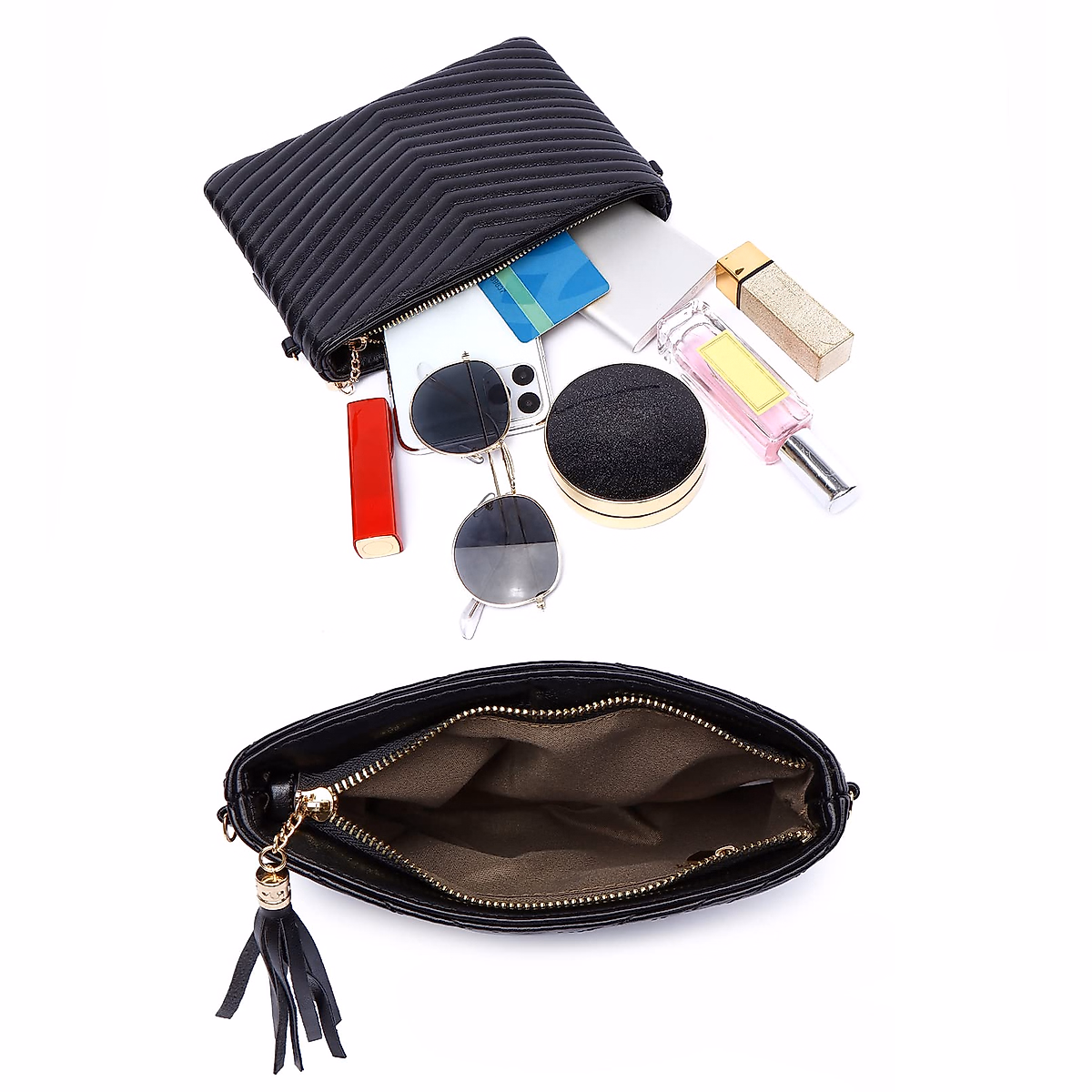 AMELIE GALANTI Small Crossbody Purse Bag For Women,Wristlet Clutch Handbag And Crossbody Wallet With Shoulder Strap For Cell Phone (black-c)