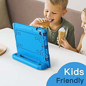 JETech Kids Case for iPad 10.2-Inch (9th/8th/7th Generation, 2021/2020/2019) with Built-in Screen Protector, Shockproof Full-Body Handle Stand Tablet Protective Cover (Blue)