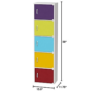 HODEDAH IMPORT Bookcase, Rainbow, 5 Door