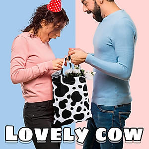 Yaomiao 5 Pcs Cow Gifts Sets for Women Mom Including 20 oz Cow Pattern Stainless Steel Tumbler with Lid Straw Cow Tote Bag Cow Warm Throw Blanket Keychain Cotton Animal Pattern Socks(Black White)