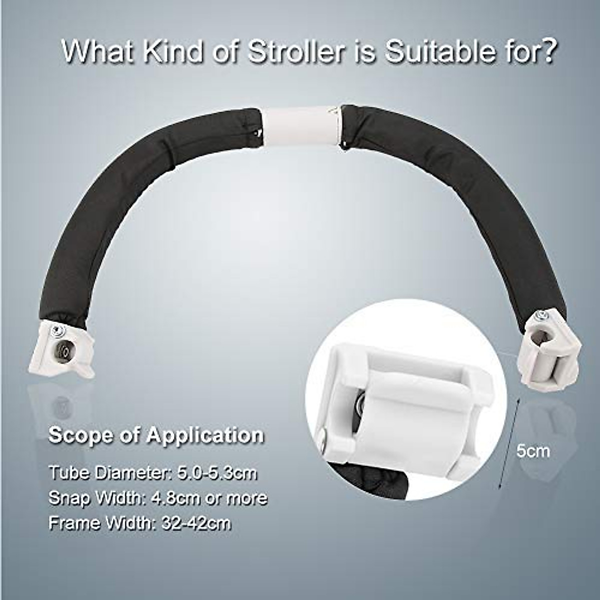 Adjustable Baby Stroller Handle Handlebar Trolley Bumper Grip Handle Bar Armrest Bumper Bar Baby Stroller Accessories Hand Tools(Black)