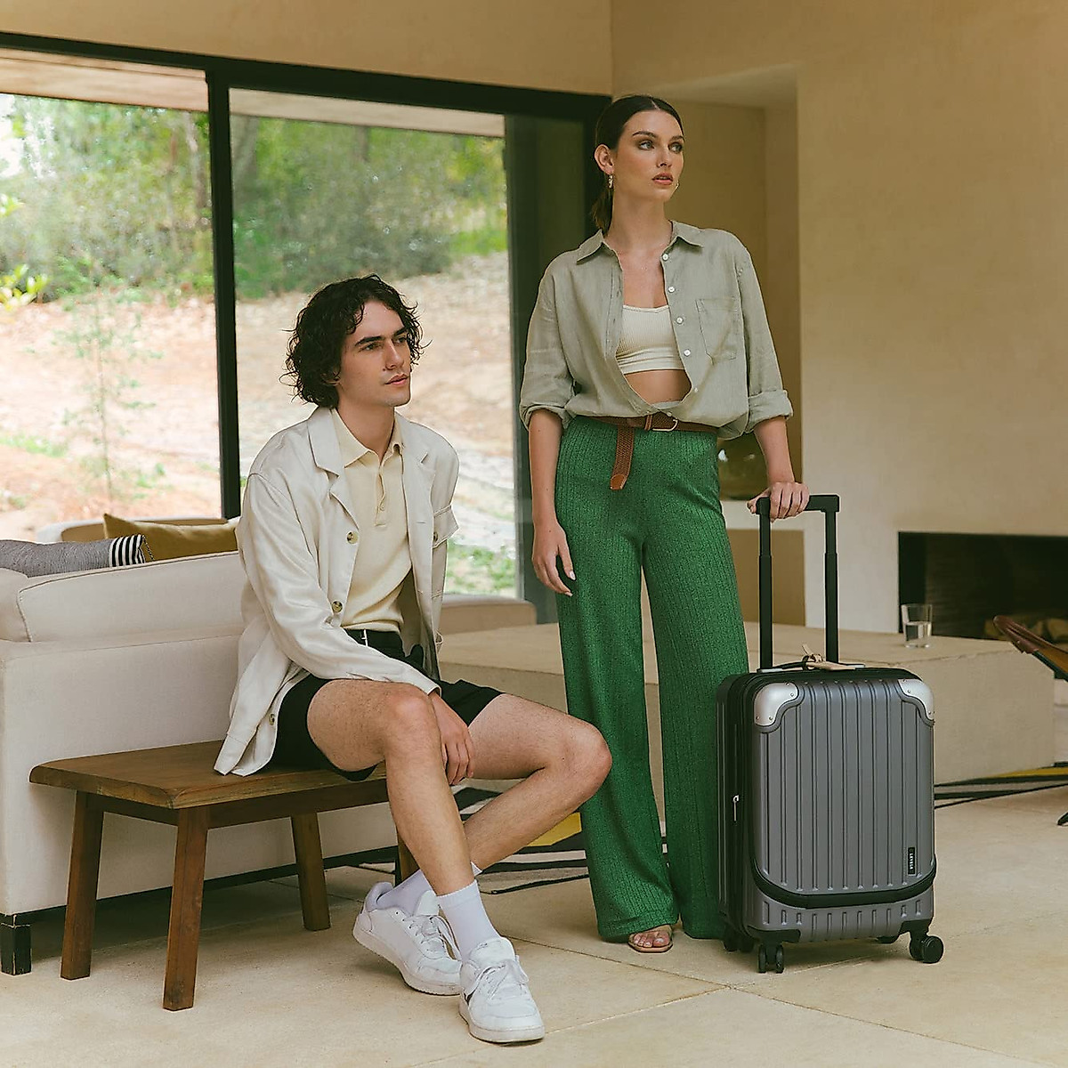 LEVEL8 Grace Carry On Luggage, 20 Inch Expandable Hardside Suitcase, Abs+Pc Harshell Spinner Luggage with Tsa Lock, Spinner Wheels, Grey, 20 Inch Carry-On