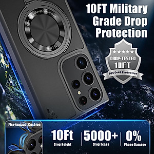 Samsung Galaxy S23 Ultra Case Compatible with MagSafe,Magnetic Ring Holder, Invisible Kickstand,Shockproof Military Grade Drop Protection,Matte Transparent Cover for S23 Ultra Cases,Black