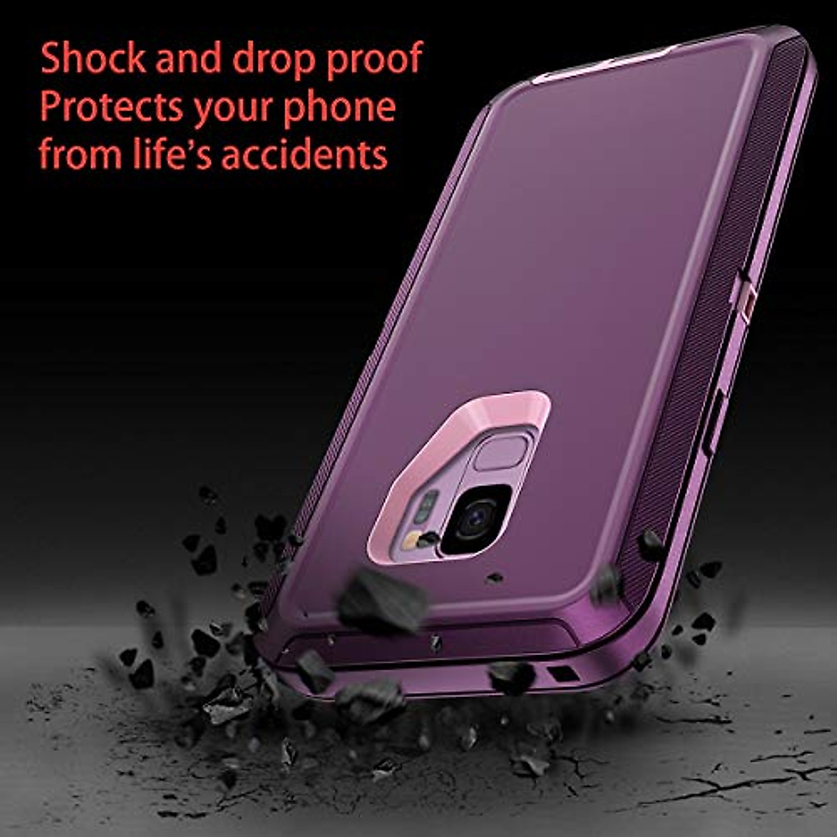 I-HONVA for Galaxy S9 Case Shockproof Dust/Drop Proof 3-Layer Full Body Protection [Without Screen Protector] Rugged Heavy Duty Durable Cover Case for Samsung Galaxy S9, Purple/Pink