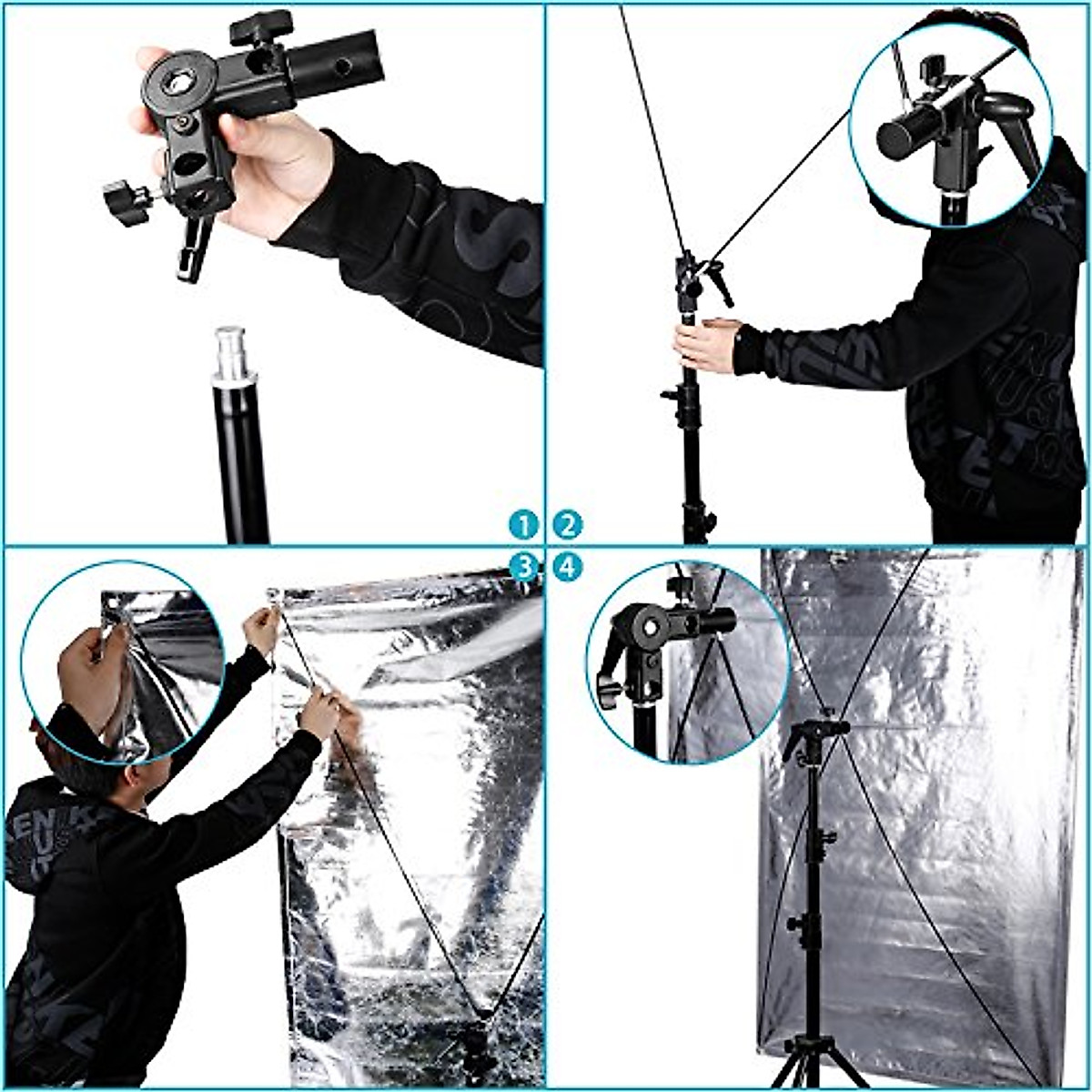 Neewer 35" x 70"/ 90 x 180cm Photo Studio Gold/Silver & Black/White Flat Panel Light Reflector with 360 degree Rotating Holding Bracket and Carrying Bag