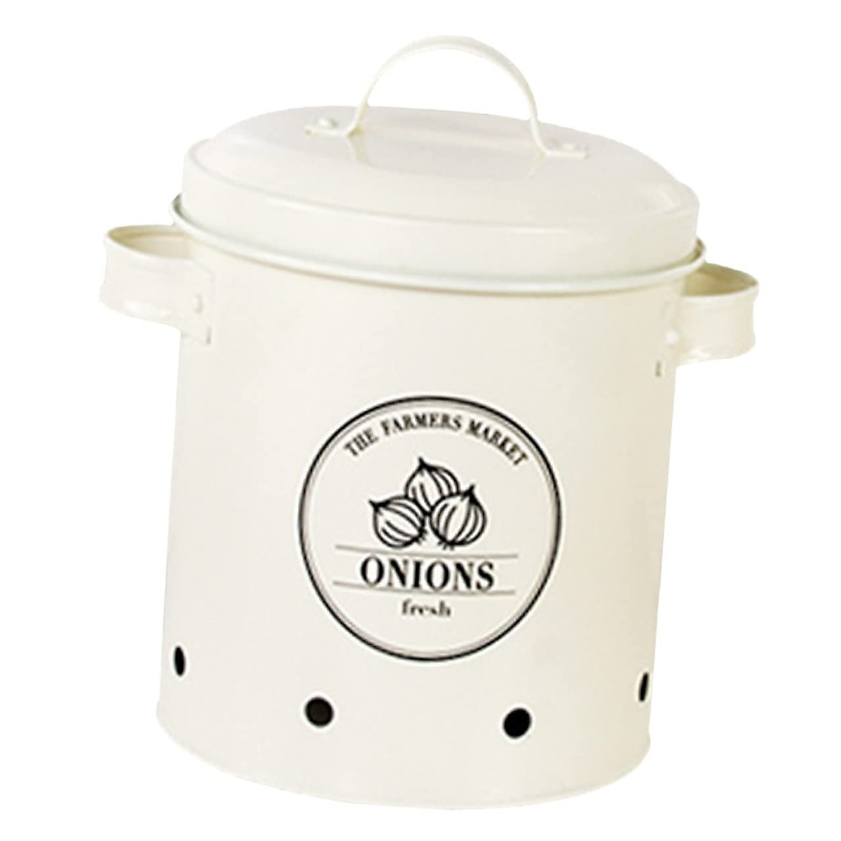 FELTECHELECTR Iron Kitchen Storage Bucket for Onions Potatoes Ginger and Garlic Versatile Onion Keeper and Storage Holder for Your Kitchen