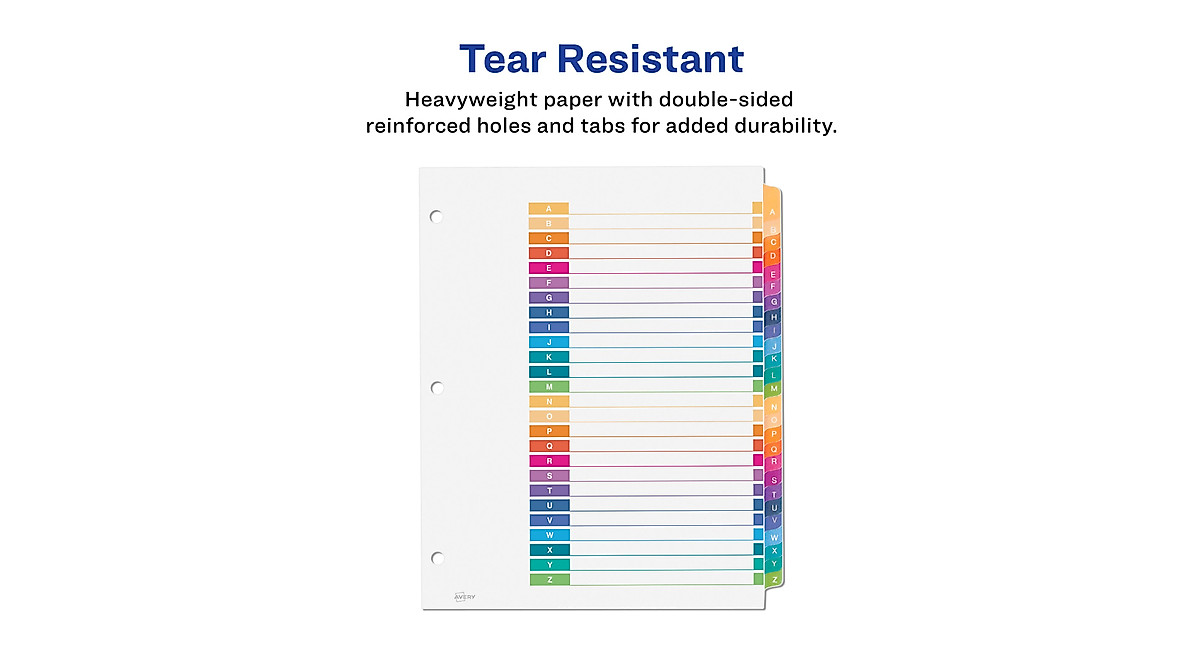 Avery A-Z Binder Tab Dividers - Customize Table of Contents