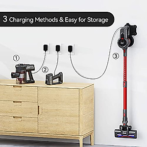 INSE Cordless Vacuum Cleaner, 6 in1 Battery Vacuum Cleaner Rechargeable, Powerful Stick Vacuum 2200m-Ah Up to 45 Mins Runtime, Lightweight Handheld Vacuum Cleaner for Hard Floor Carpet Pet Hair