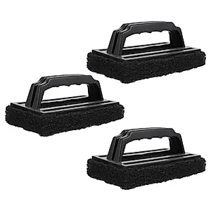 Luxshiny Flat Grill Scrubber 3pcs Grill Brush Scraper Heavy Duty Griddle Scrubber Scouring Pad Griddle Cleaning Brush for Charcoal Gas Grills Cast Iron Cookware Oven Grate Stovetop Bbq Cleaning