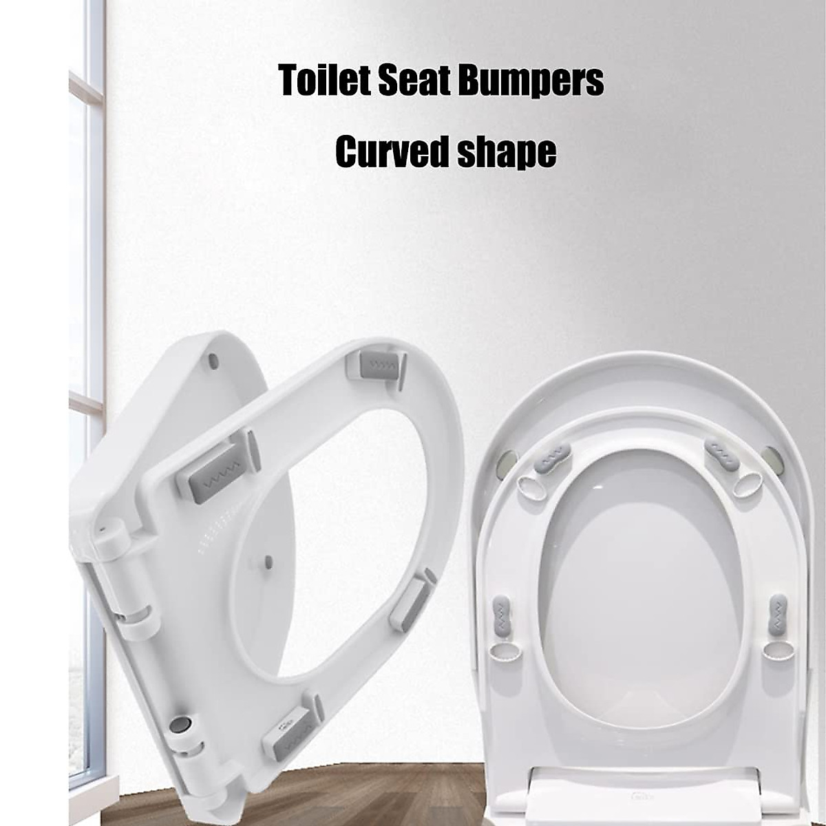 8 Pieces Bidet Toilet Seat Bumpers Height-increasing Pads Universal Toilet Seat Buffer with Strong Adhesive Rubber Bumpers Pads Replacement for Home Hotel Hospital School