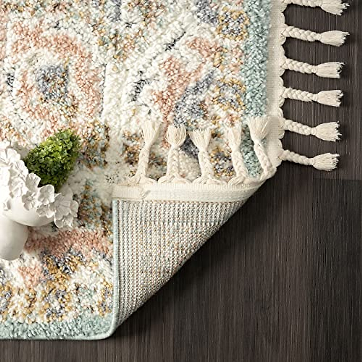 LUXE WEAVERS Southwestern Medallion Fringe Blue 8x10 Area Rug