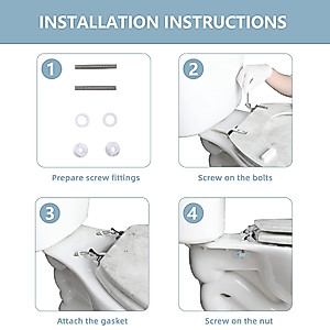 Elongated Marble Toilet Seat Natural Wood Toilet Seat with Zinc Alloy Hinges, Easy to Install also Easy to Clean, Anti-pinch Wooden Toilet Seat by Angol Shiold (Elongated, Gray)