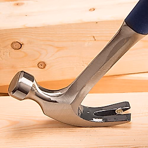 ESTWING Hammer - 16 oz Curved Claw with Smooth Face & Shock Reduction Grip - E3-16C,Silver