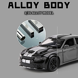 COOLPUR 1/36 Scale Doodg Hel1 Car Model Off-Road Diecast Toy Vehicle Zinc Alloy Metal Pull Back Powered Vehicles Mode for Kids,Adult,Boyfriend Gift(Black)