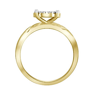 Eternal Bliss 0.07cttw Round Natural Diamond Ladies Engagement Wedding Bridal Set In 10K Yellow Gold (7.5)