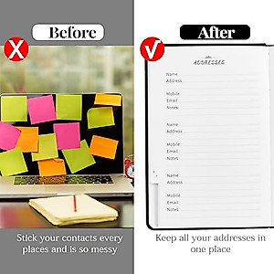 JUBTIC Address book with Alphabetical Tabs, Hardcover Password Keeper and Telephone Book Address Organizer Record Contacts, Internet Login Address Log book Journal Notebook for Home or Office-Black