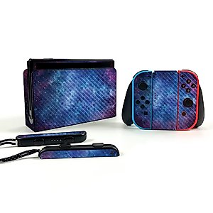 MightySkins Carbon Fiber Skin Compatible with Nintendo Switch OLED - Nebula | Protective, Durable Textured Carbon Fiber Finish | Easy to Apply, Remove, and Change Styles | Made in The USA