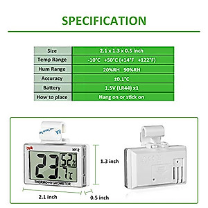 Reptile Thermometer Hygrometer LCD Digital Humidity Gauge, Worked with Reptile Heat Pad to Monitor Temperature & Humidity in Reptile Terrarium, Perfect for Turtle/Snake/Lizard/Frog/Spider/Plant Box