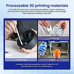 JAYO ABS 3D Printer Filament, Impact and Heat Resistant ABS Filament 1.75mm Dimensional Accuracy +/- 0.02mm, 0.65KG Cardboard Spool 3D Printing Material Fits FDM Printers, ABS White 650G