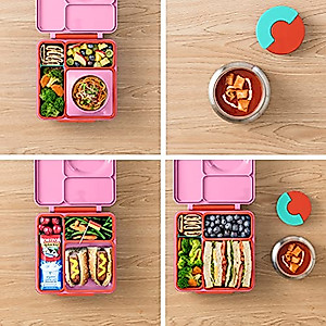 OmieBox Bento Box for Kids + OmieBox (2 pack) Leakproof Dips Containers To Go, Salad Dressing Container + OmiePod