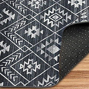 ReaLife Machine Washable Rug - Stain Resistant, Non-Shed - Eco-Friendly, Non-Slip, Family & Pet Friendly - Made from Premium Recycled Fibers - Moroccan - Dark Blue Gray, 3' x 5'