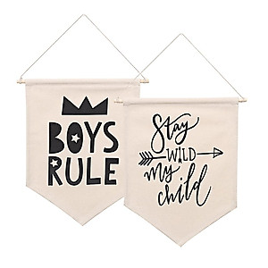 Canvas Hanging Flag Banner Wall Sign Decor Gift - 26 Letters Shower Gift - Baby Room Pendant for Baby Kids Girl Boy Nursery Teen Room Playroom Front Door - 11.81in x 13.5in