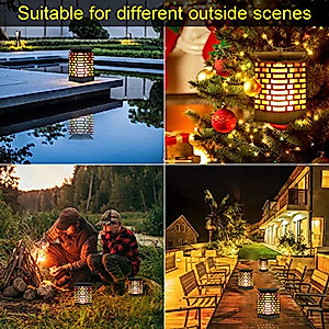 arzerlize Solar Lanterns Outdoor Hanging, Garden Decorations, led Solar Lights Dancing Flame Patio Decor Pathway Landscape Waterproof auto on/Off Yellow 4/P