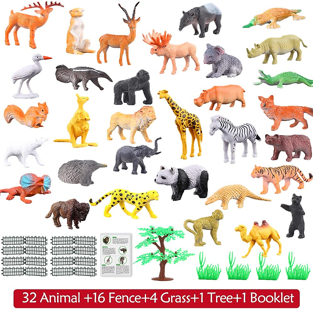 Animals Figure,54 Piece Mini Jungle Toys Set,ValeforToy Realistic Wild Vinyl Plastic Animal Learning Party Favors for Boys Girls Kids Toddlers Forest Small Playset Cupcake Topper
