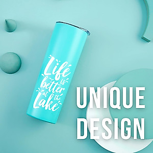 Onebttl Lake House 20oz Stainless Steel Insulated Tumbler - Teal, Life is Better at the Lake, Housewarming Gift for Women