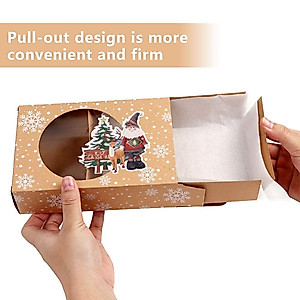 OurWarm 12pcs Christmas Cookie Gift Boxes Treat Boxes for Holiday Gift Giving and Christmas Party Supplies, Christmas Kraft Paper Food Bakery Boxes with Clear Window, Oilpaper and Ribbons